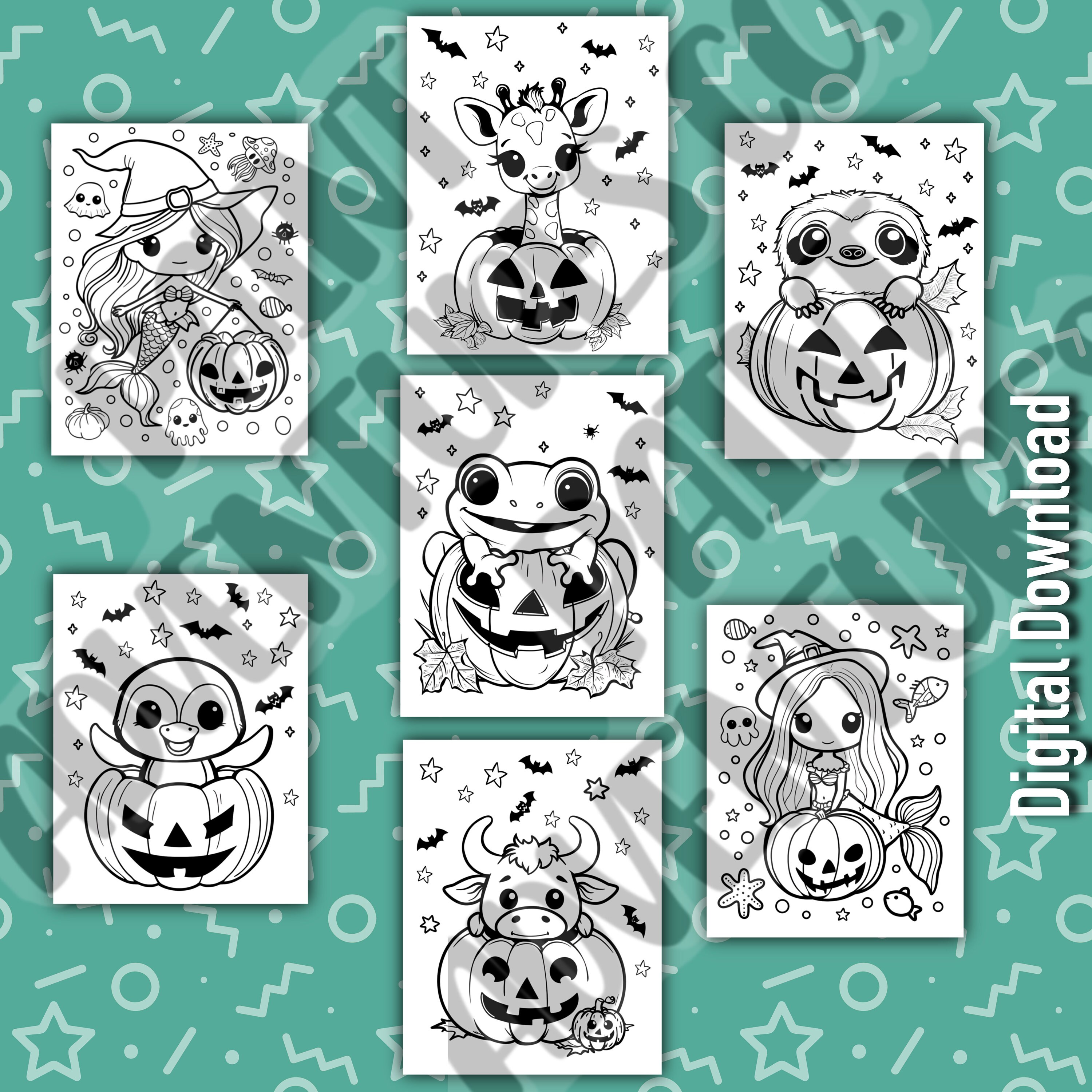 Halloween Big Bundle 60 Coloring Pages - Etsy