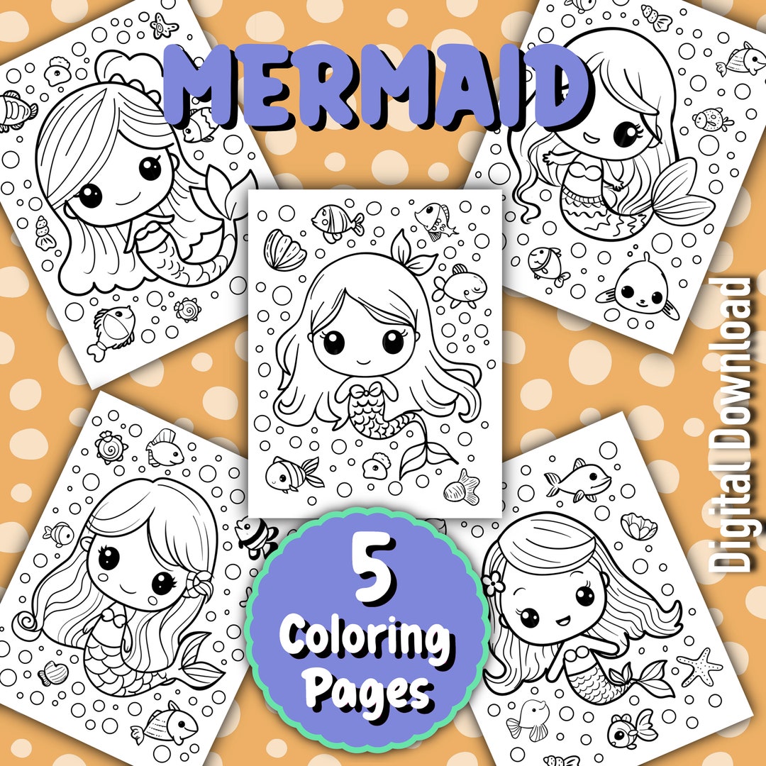 Magical Mermaid Coloring Pages Bundle for Kids - Etsy