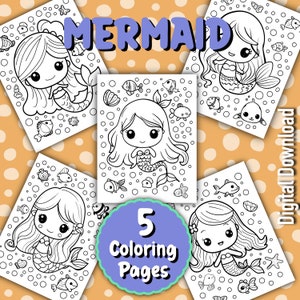 Magical Mermaid Coloring Pages Bundle for Kids - Etsy