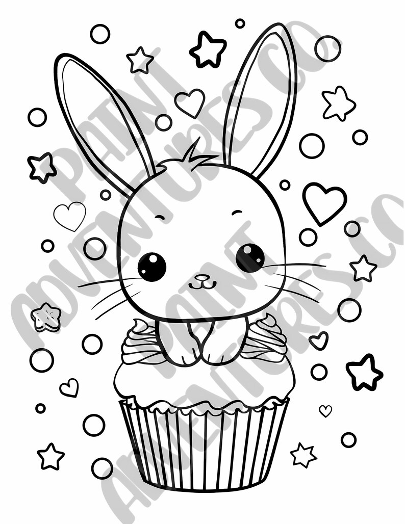 Cute Bunny Coloring Pages Bundle - Etsy