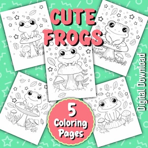 Hoppy Fun Frog Coloring Pages Bundle - Etsy