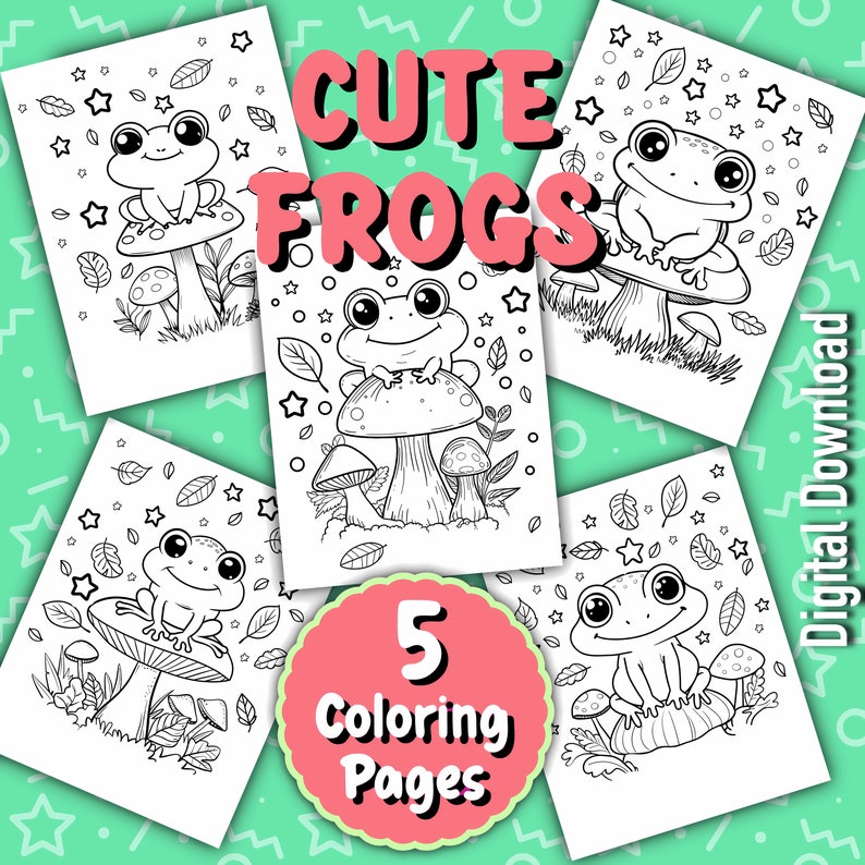 Hoppy Fun Frog Coloring Pages Bundle - Etsy