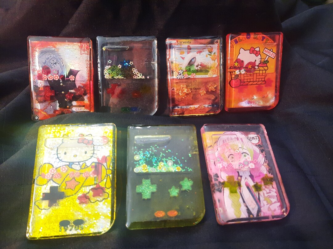 Resin Liquid Shaker Card Hello Kitty Demon Slayer Pokemon - Etsy