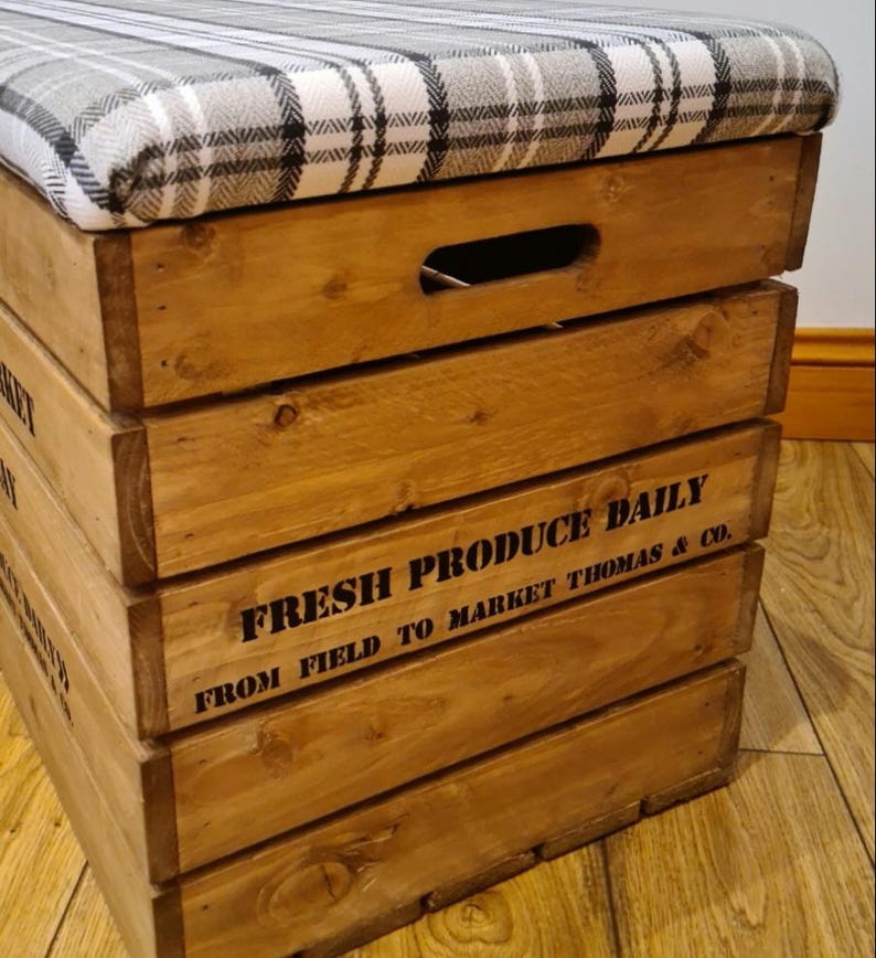 Medium Storage Box Seat With Rope Handles and a Fabric Upholstered ...