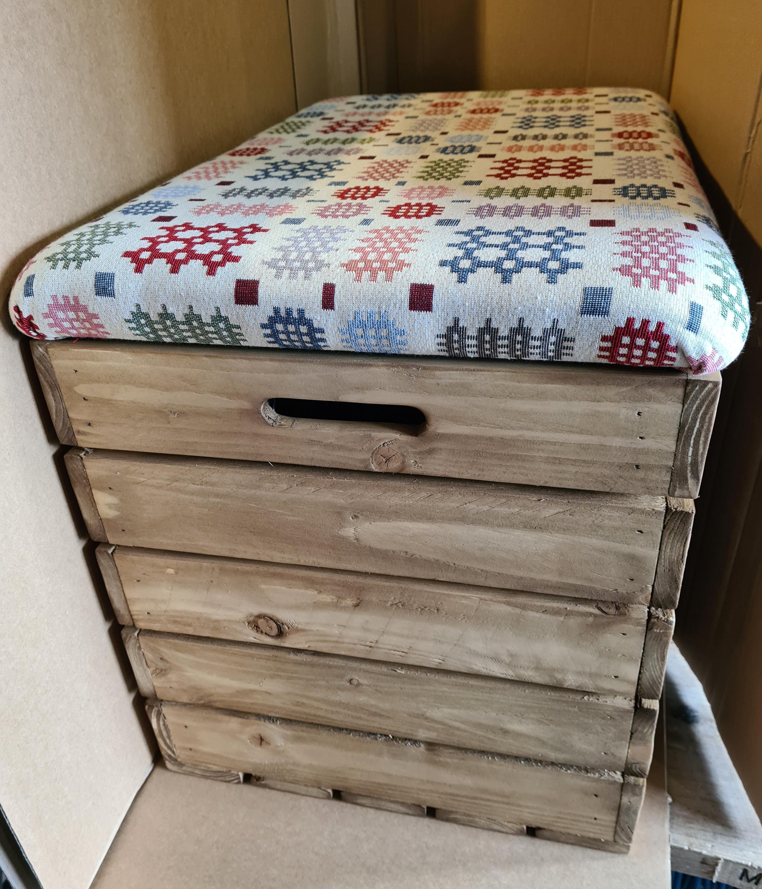 Medium Storage Box Seat With Rope Handles and a Fabric Upholstered ...
