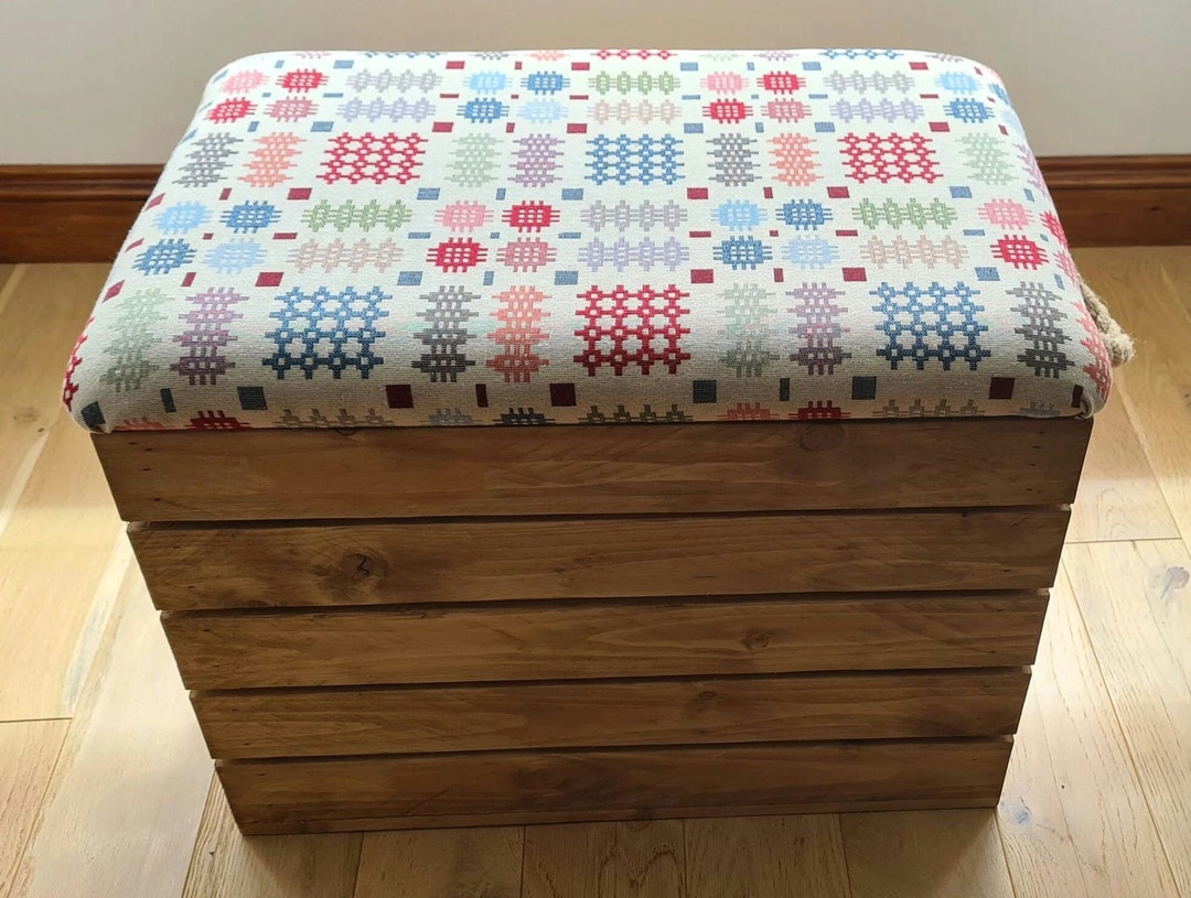 Handcrafted Rustic Wooden Storage Box Seat With Rope Handles and a ...
