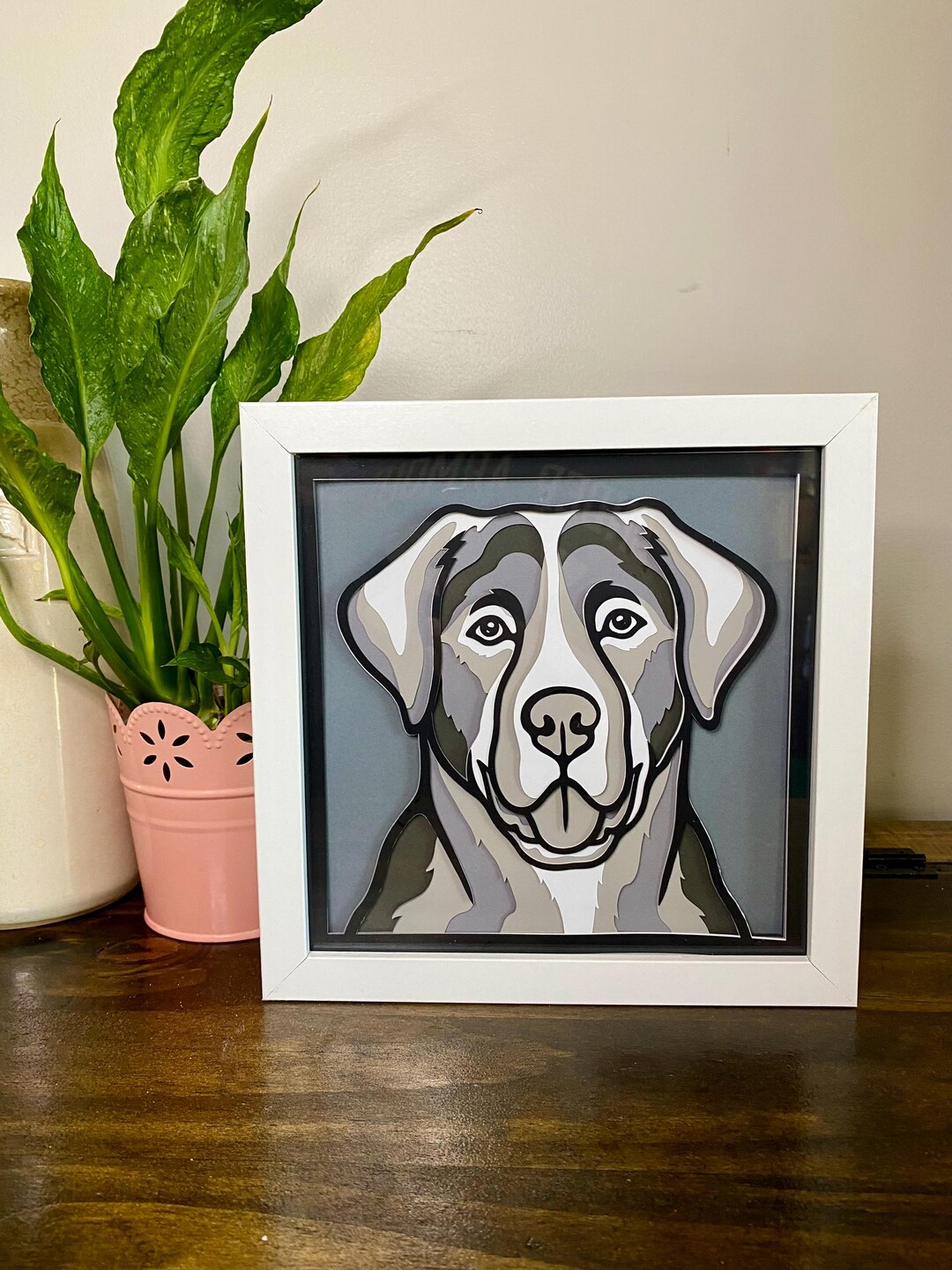 Black Labrador 3D Layered Shadowbox: Handmade Dog Wall Art (8x8 Frame ...