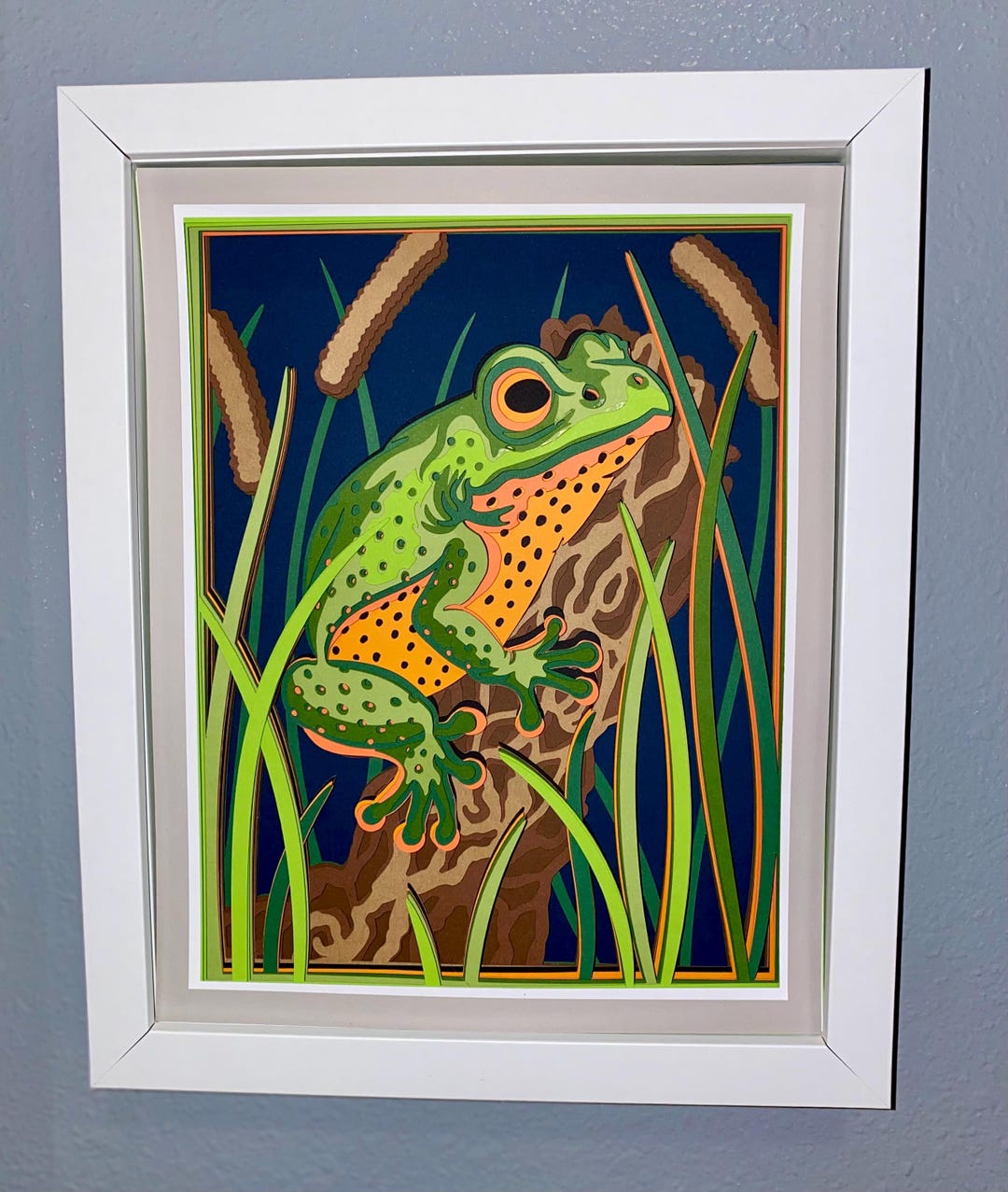Frog on A Log 3D Layered Shadowbox Wall Art Housewarming Gift Decor ...
