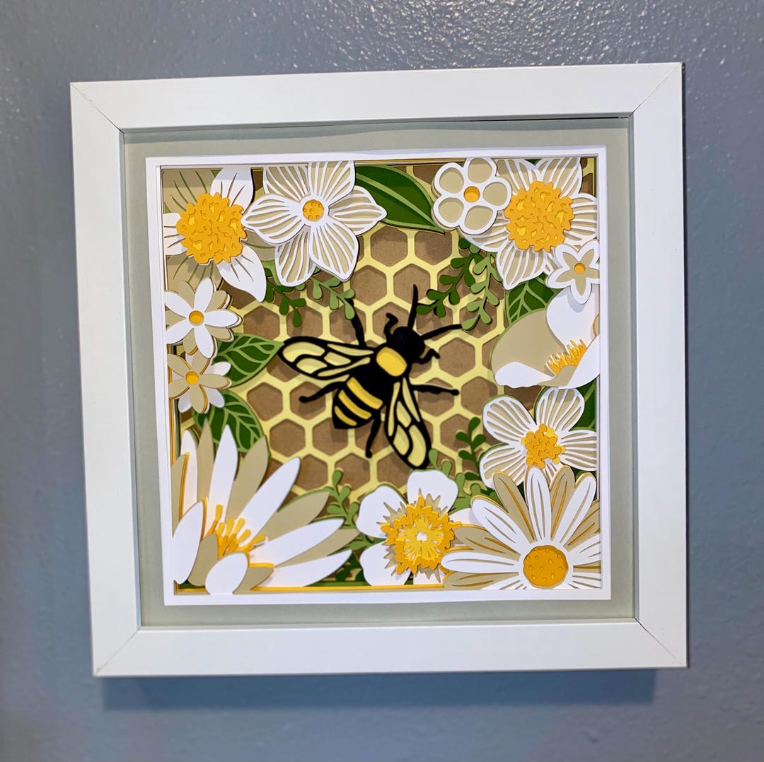 3D Floral Bee Shadowbox - Etsy