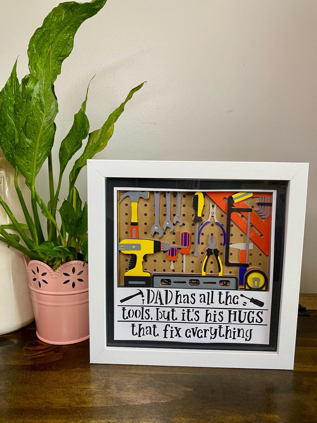 3D Dewalt Dad Layered Cardstock Shadowbox 8x8 | Handmade Paper Wall Art ...