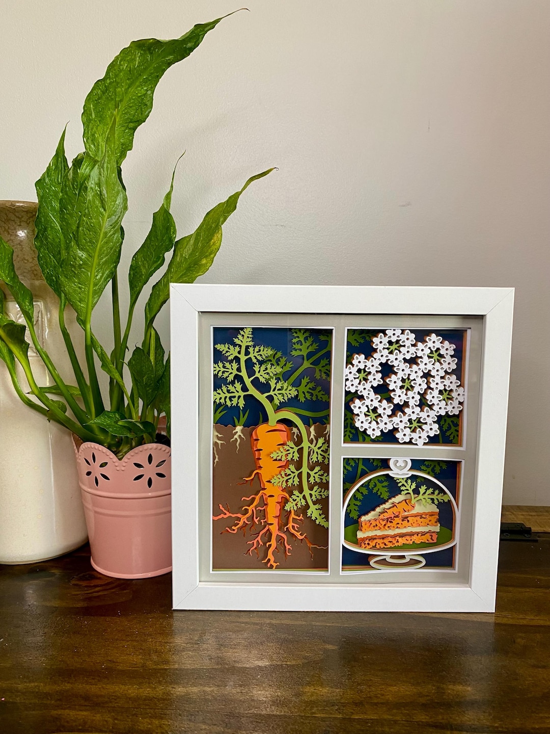 Carrot 3D Layered Shadowbox: Handmade Wall Art Decor (8x8 Frame) - Etsy