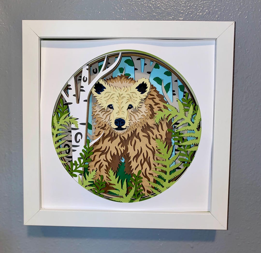 Bear Forest 3D Layered Shadowbox Wall Art Housewarming Gift Decor ...