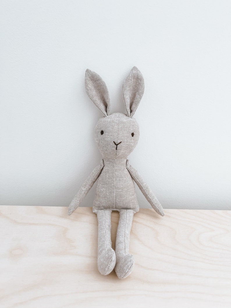 Stuffed Natural Linen Bunny Baby Toy Soft Play - Etsy