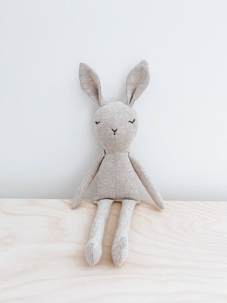 Stuffed Natural Linen Bunny Baby Toy Soft Play - Etsy