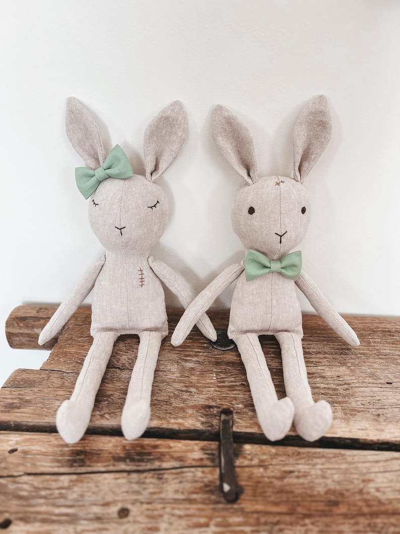 Stuffed Natural Linen Bunny Baby Toy Soft Play - Etsy