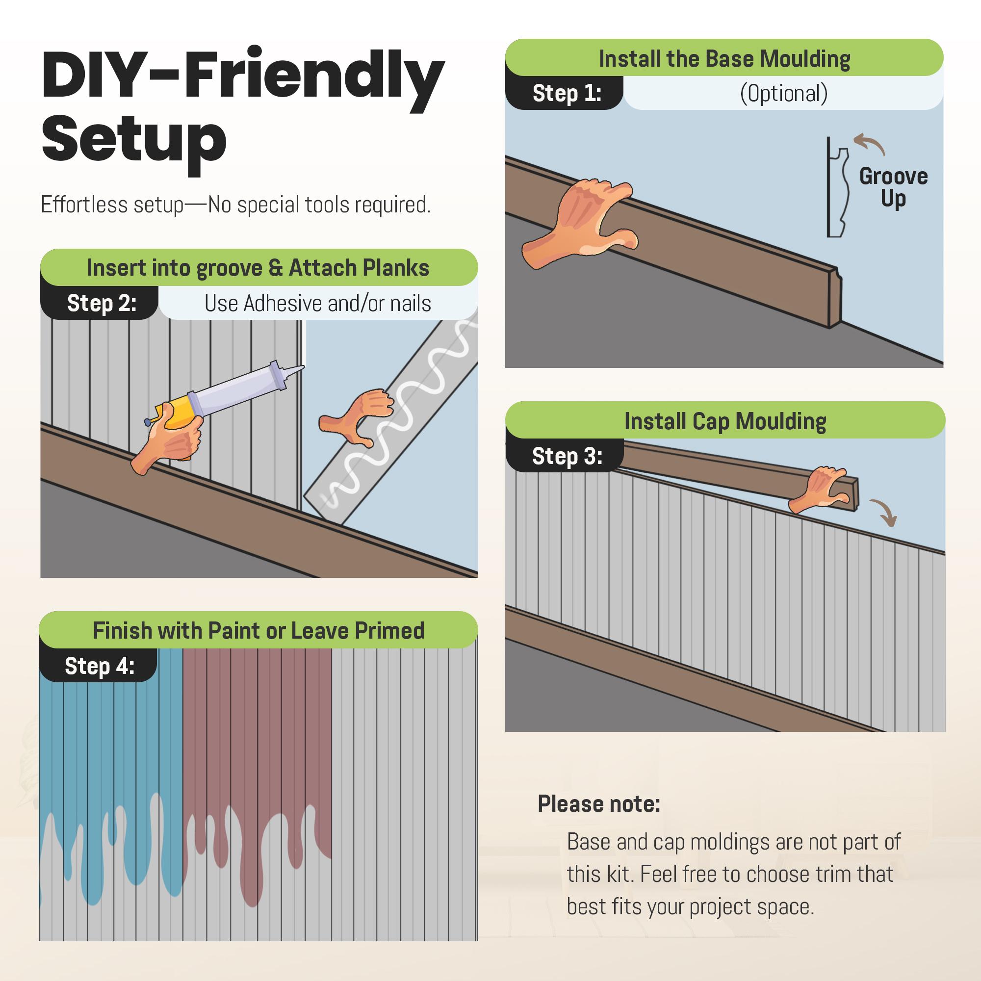 Beadboard Wainscoting Panels - Reversible Primed Pine Tongue & Groove ...