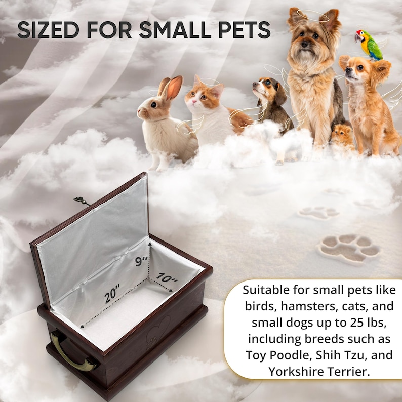 Wooden Small Pet Casket - 20” Handmade Pet Funeral Casket, Burial ...