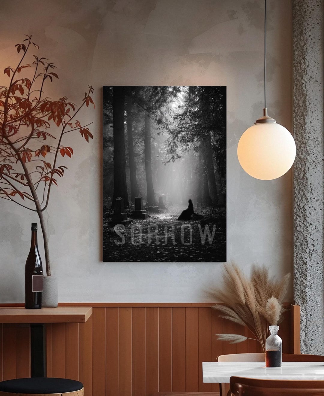 Moody Halloween Canvas Art: Gothic Home Decor, Sorrow Design - Etsy