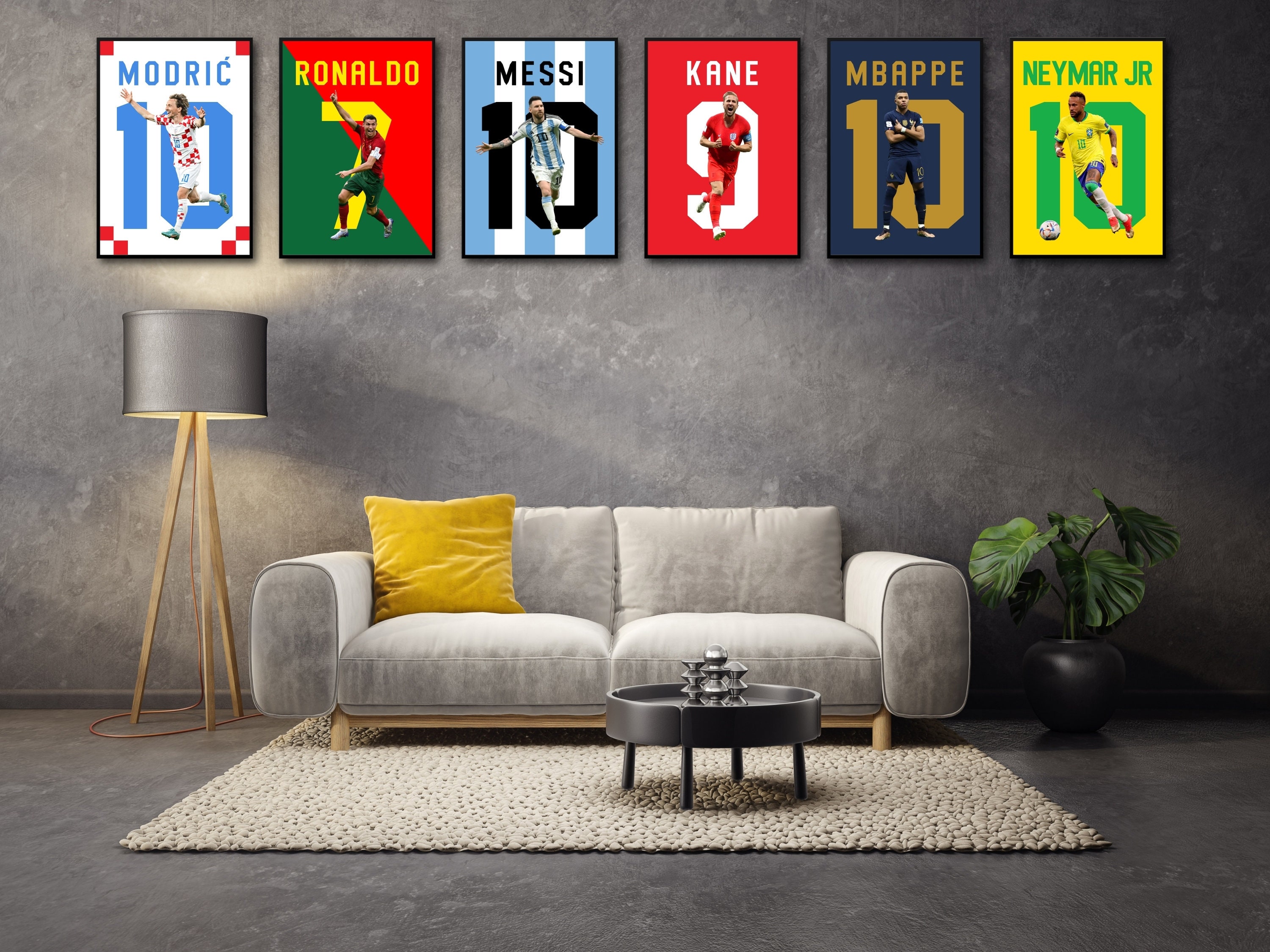 Set of 6 Football Stars Jersey Poster, Soccer Wall Art (digital ...