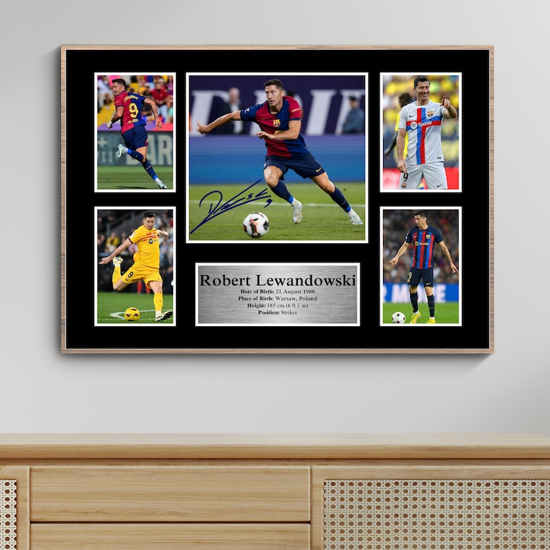 Printable Robert Lewandowski Signed Poster, Soccer Wall Art, Barcelona ...
