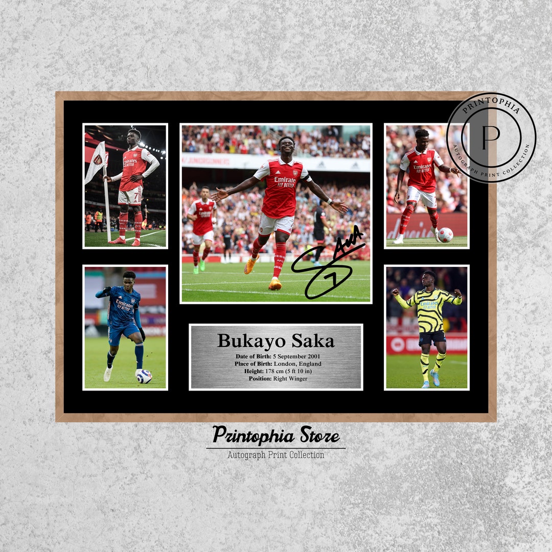 Bukayo Saka Signed Poster, English Starboy Football Autograph Print ...