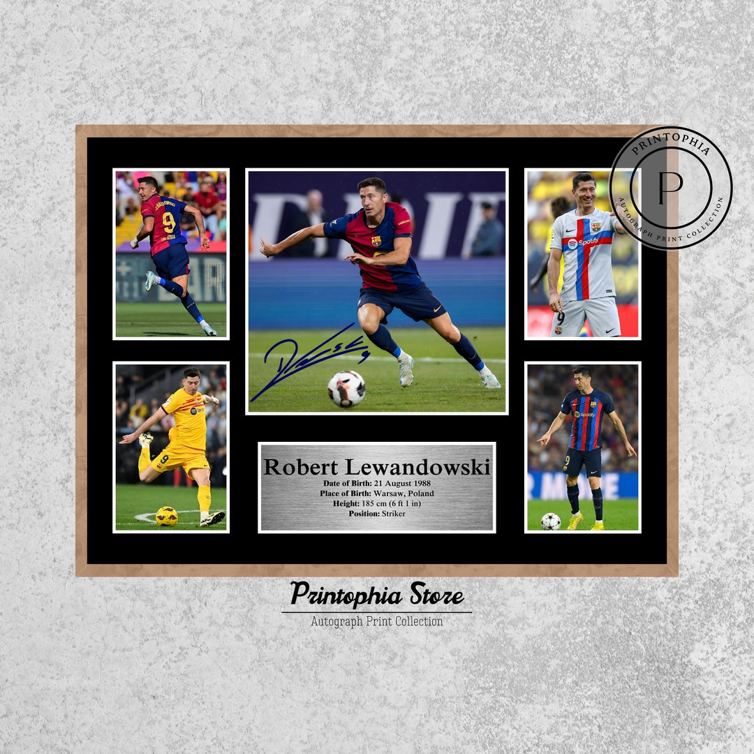 Printable Robert Lewandowski Signed Poster, Soccer Wall Art, Barcelona ...
