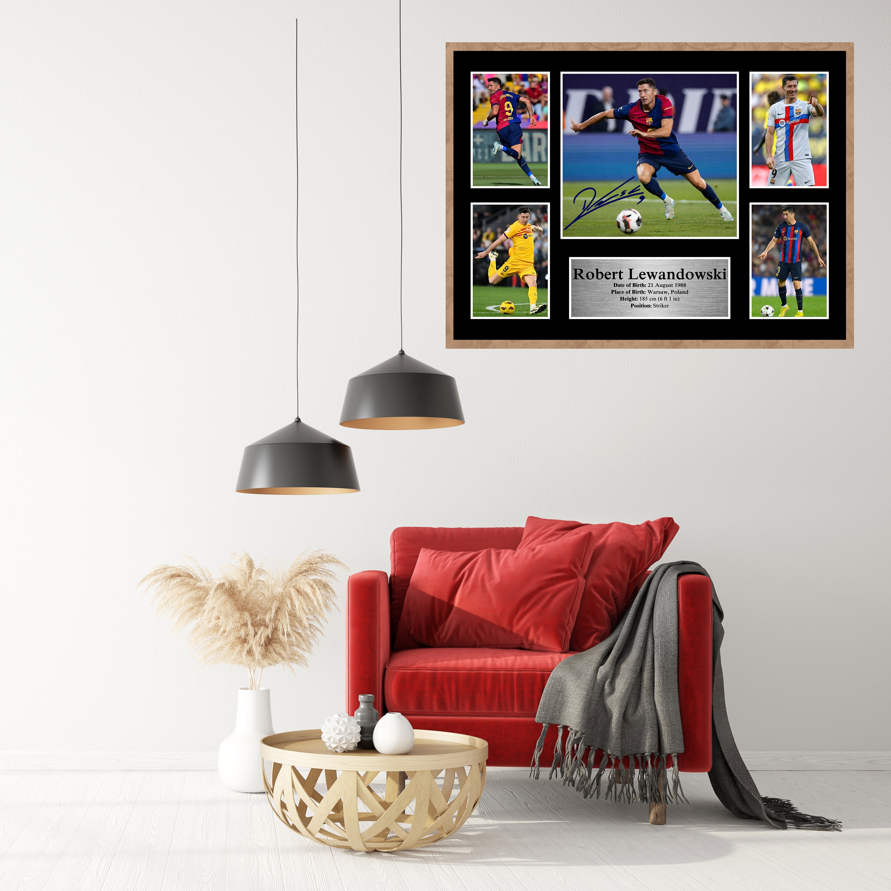 Printable Robert Lewandowski Signed Poster, Soccer Wall Art, Barcelona ...
