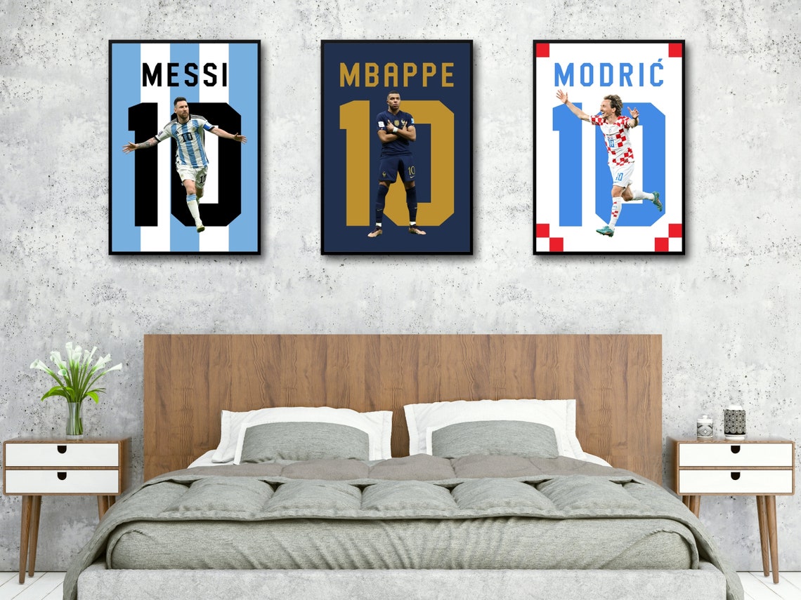 Printable 6 Football Stars Poster, Ronaldo Messi Mbappe Neymar Modric ...