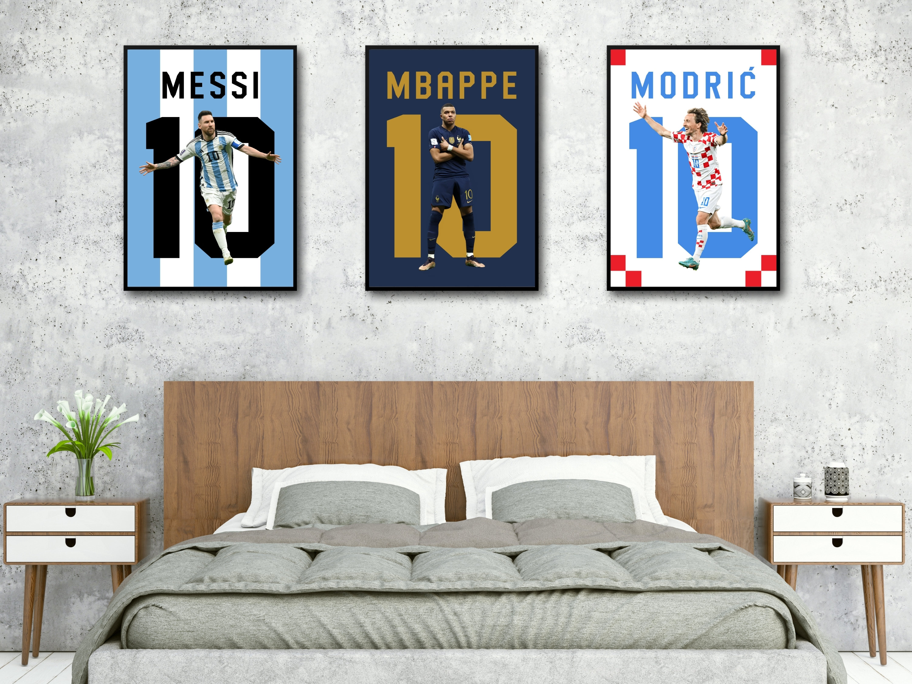 Printable 6 Football Stars Poster, Ronaldo Messi Mbappe Neymar Modric ...