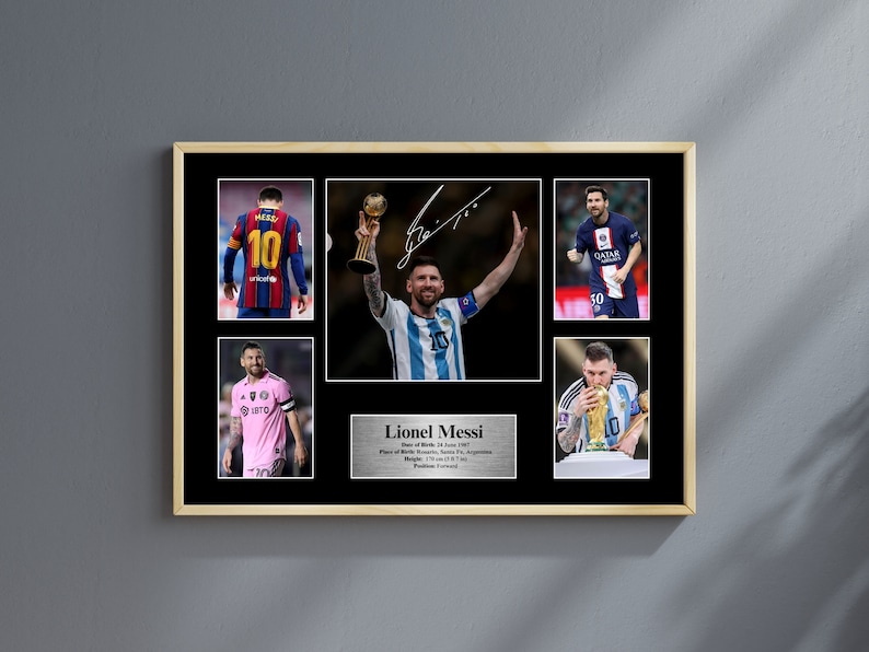 Printable Messi Signed Poster, Soccer Wall Art Gift, Football Autograph ...