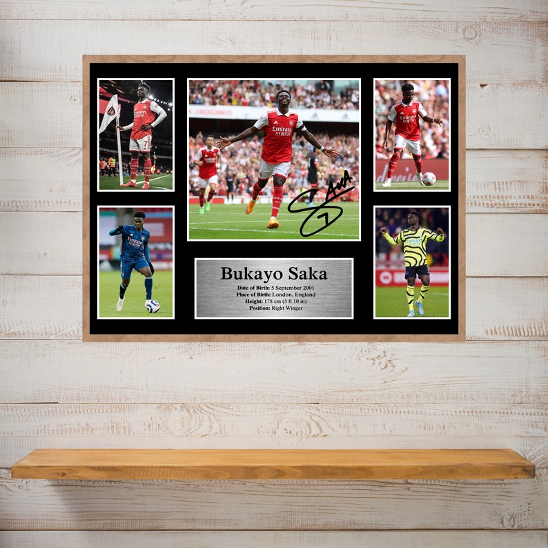 Bukayo Saka Signed Poster, English Starboy Football Autograph Print ...