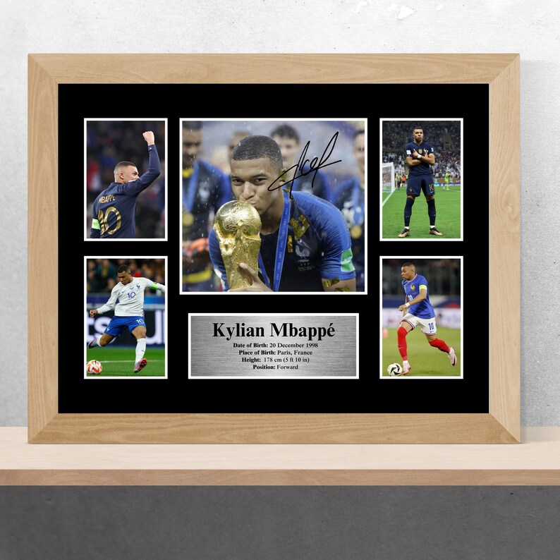 Mbappe Signed Digital Print, France Football Autograph Poster ...