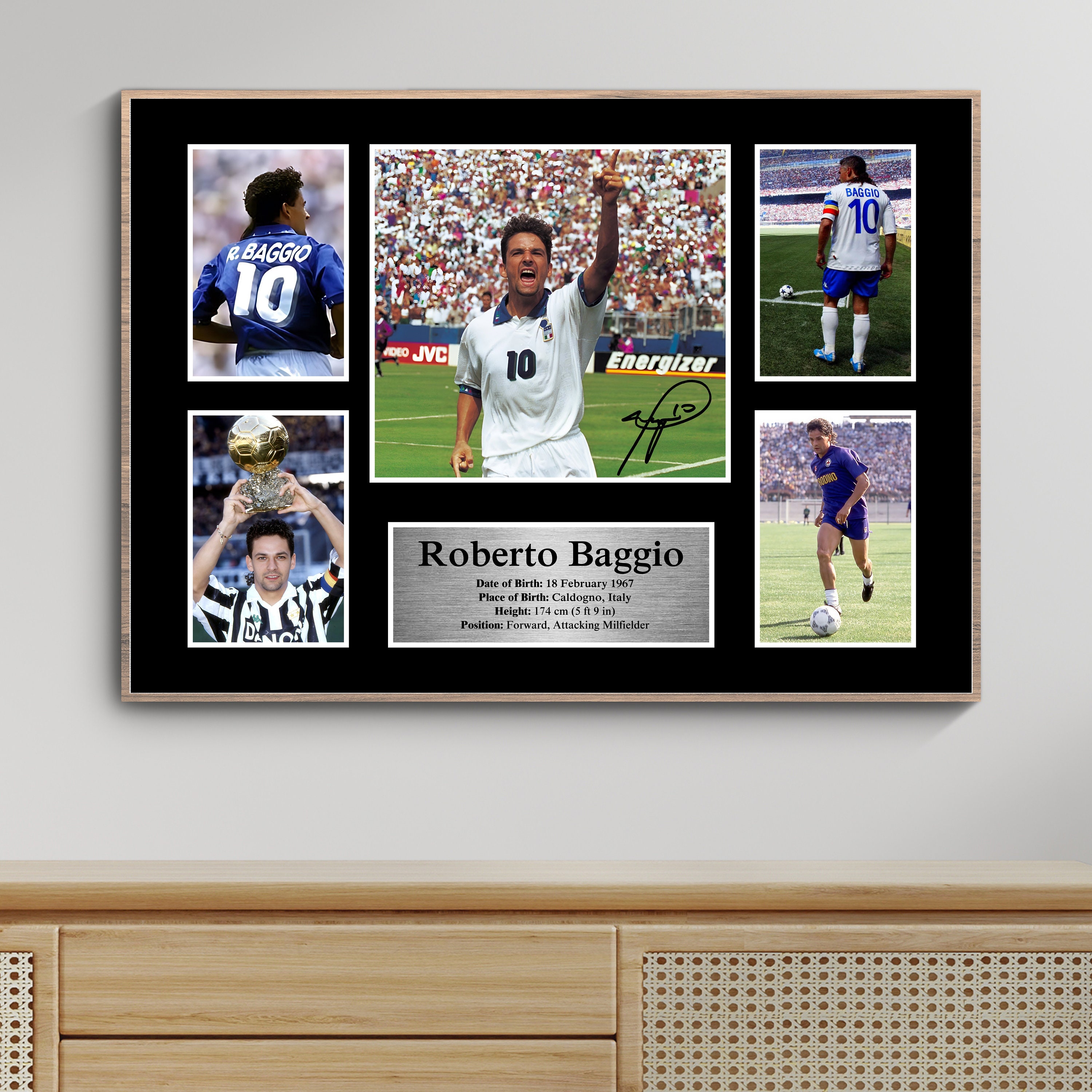 Printable Roberto Baggio Signed Poster, Italy Football Autograph Print ...