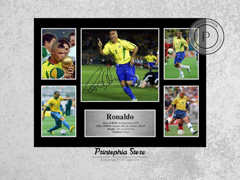 Brazilian Ronaldo Nazario Signed Poster, Printable R9 Soccer Wall Art ...