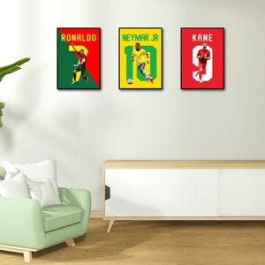 Printable 6 Football Stars Poster, Ronaldo Messi Mbappe Neymar Modric ...