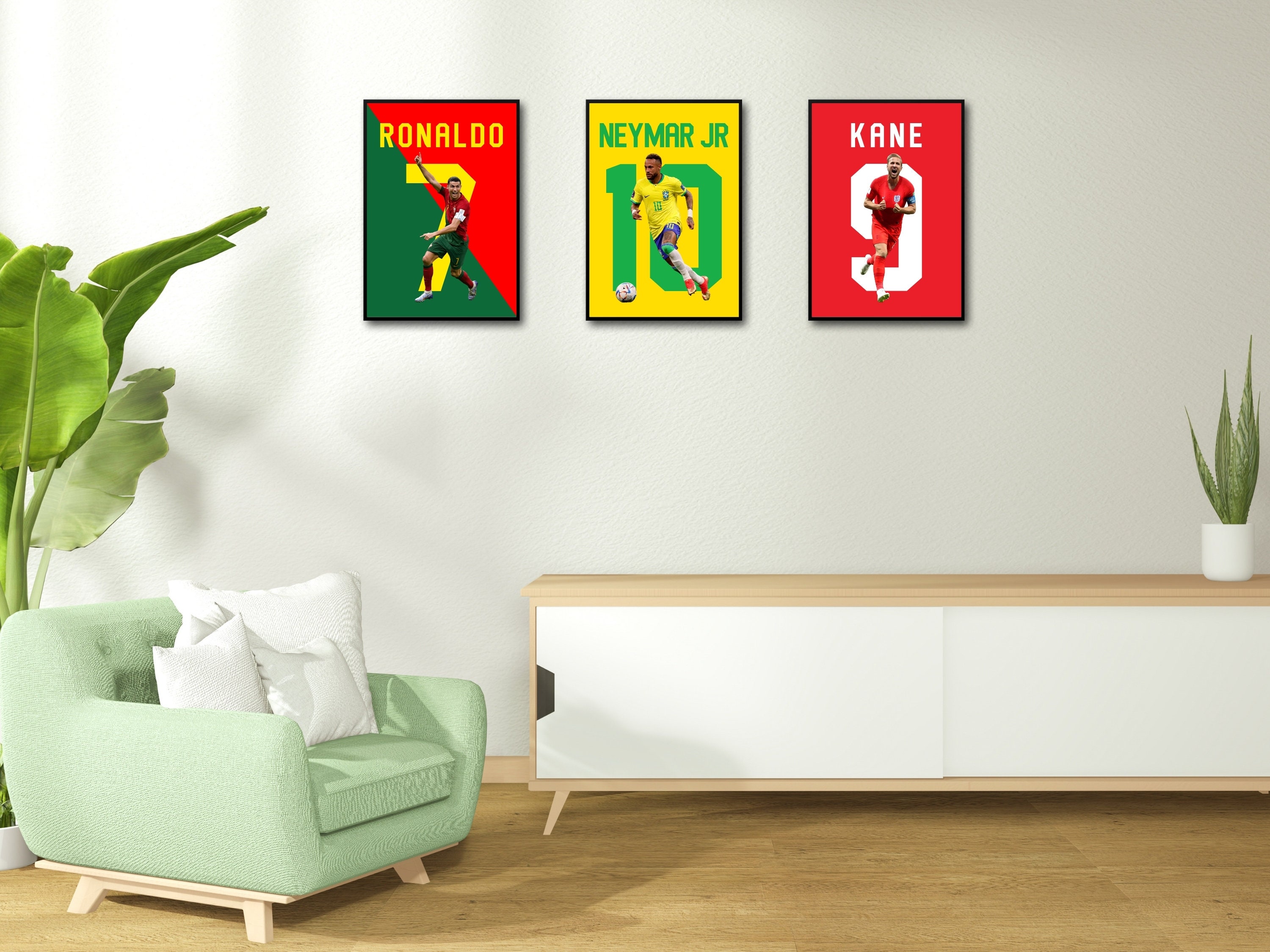 Set of 6 Football Stars Jersey Poster, Soccer Wall Art (digital ...