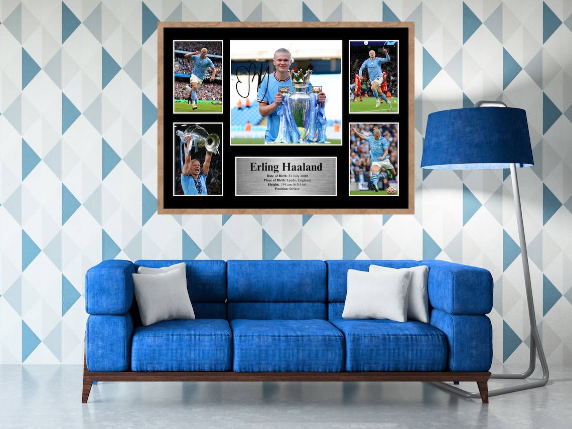 Printable Haaland Signed Poster, Football Wall Art Gift, Digital ...