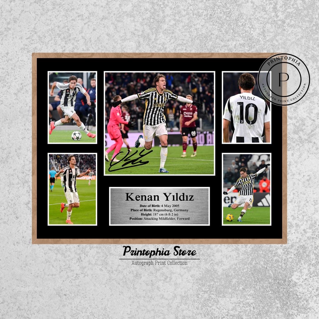 Kenan Yildiz Autograph Wall Art, Juventus Star Signed Print, Printable ...