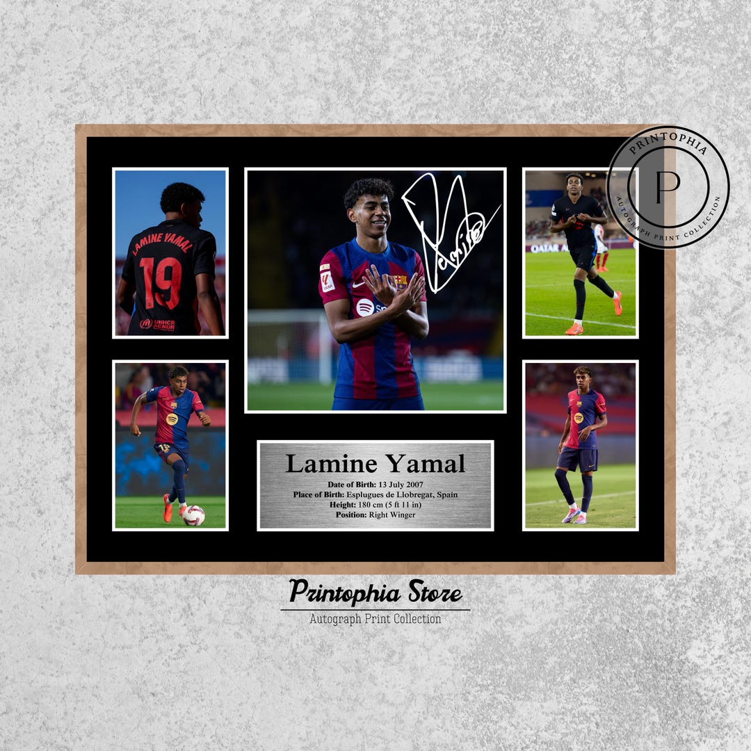 Lamine Yamal Signed Poster, Barcelona Football Autograph Art, Printable ...