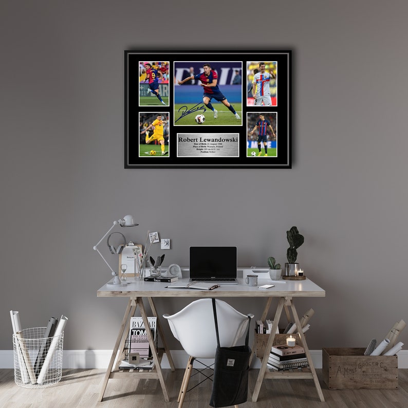 Printable Robert Lewandowski Signed Poster, Soccer Wall Art, Barcelona ...