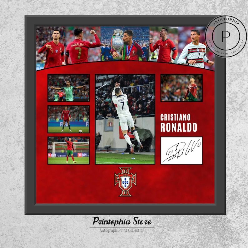 Ronaldo Signed Poster, Printable Football Wall Art Gift, CR7 Autograph ...