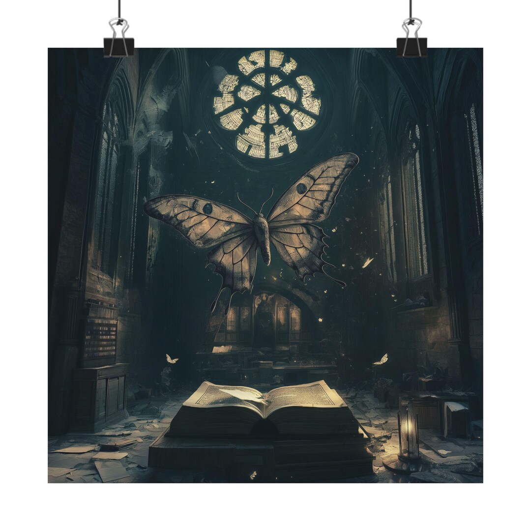 Dark Academia Butterfly Poster, Emo Home Decor, Gothic Wall Art, Book ...
