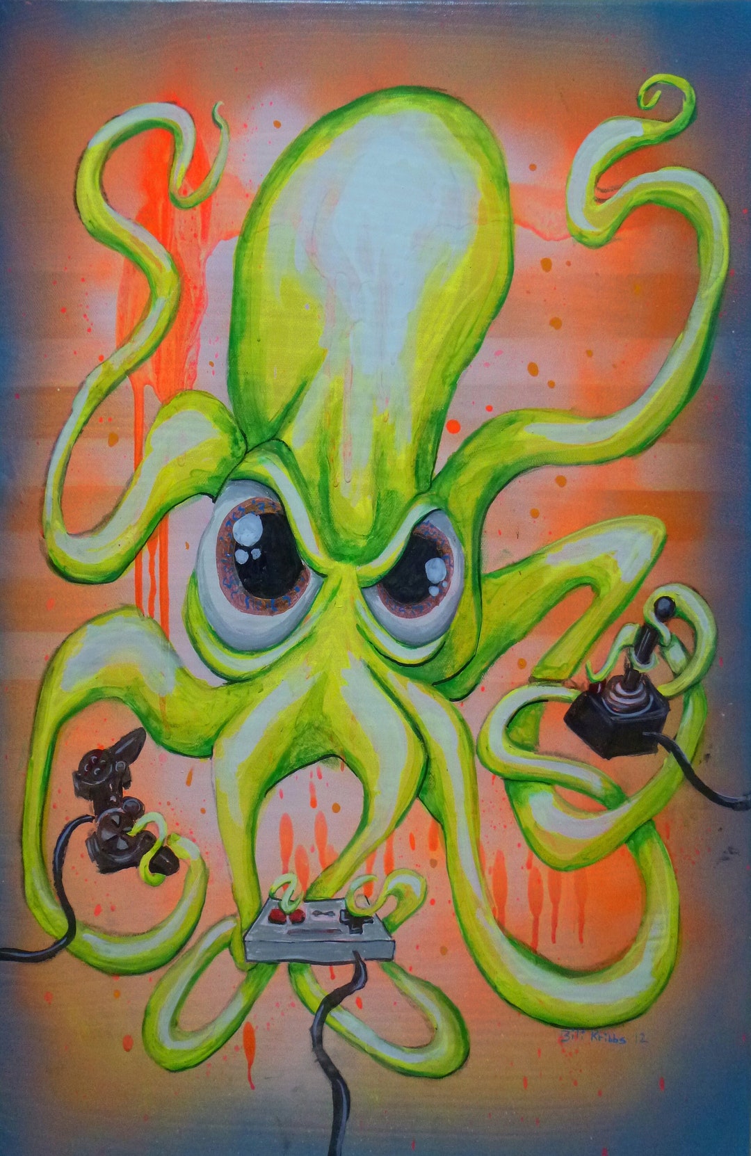 11x17 Vintage Video Game Player Octopus Poster Print - Etsy