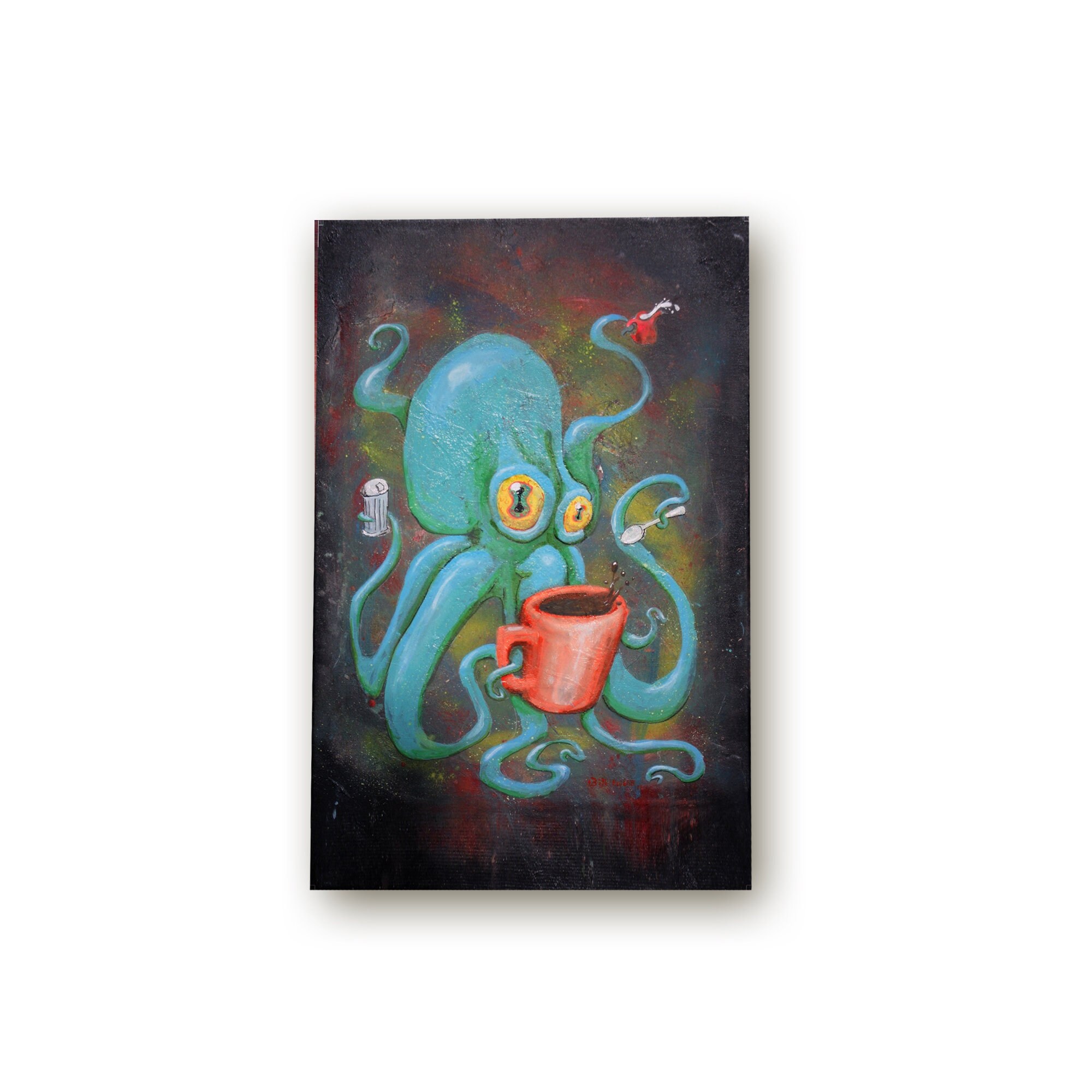 11x17 Coffee Drinking Octopus Poster Print - Etsy