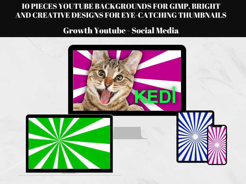 10 Pieces Youtube Backgrounds for GIMP, Bright and Creative Designs for ...