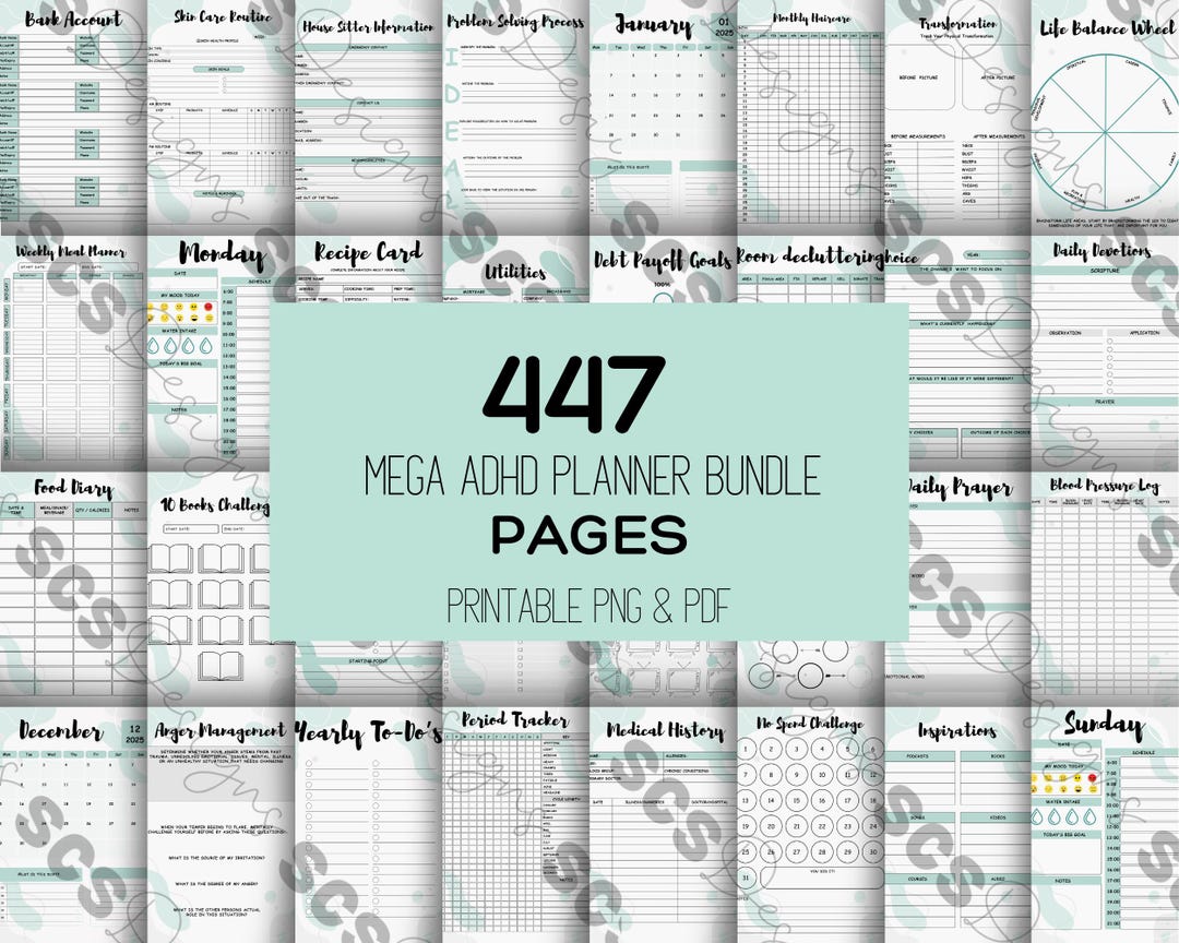 ADHD Planner, ADHD Organizer, Mega ADHD Planner Bundle, Life Planner ...