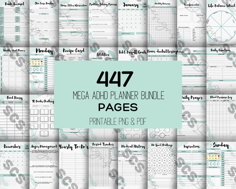 ADHD Planner, ADHD Organizer, Mega ADHD Planner Bundle, Life Planner ...