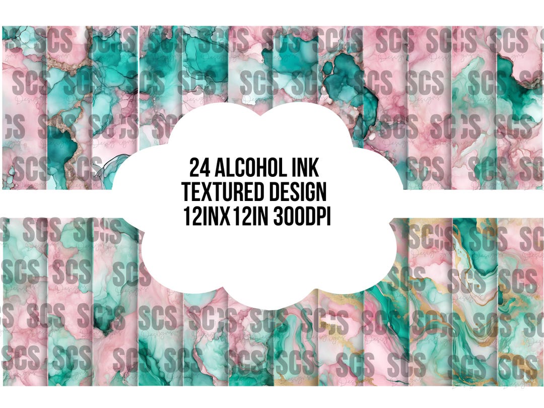 Light Pink and Teal Digital Paper, Teal and Light Pink Alcohol Ink ...
