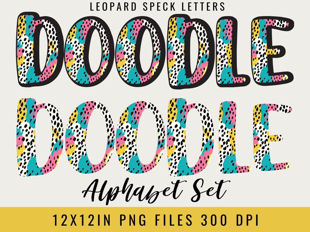 Leopard Doodle Alphabet Font , Doodle Letters PNG, PNG Alpha Bubble ...