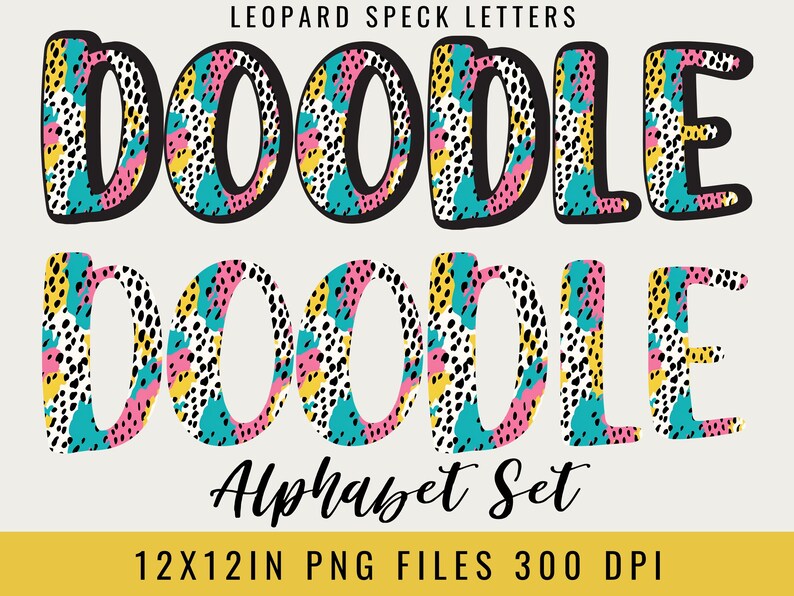 Leopard Doodle Alphabet Font , Doodle Letters PNG, PNG Alpha Bubble ...
